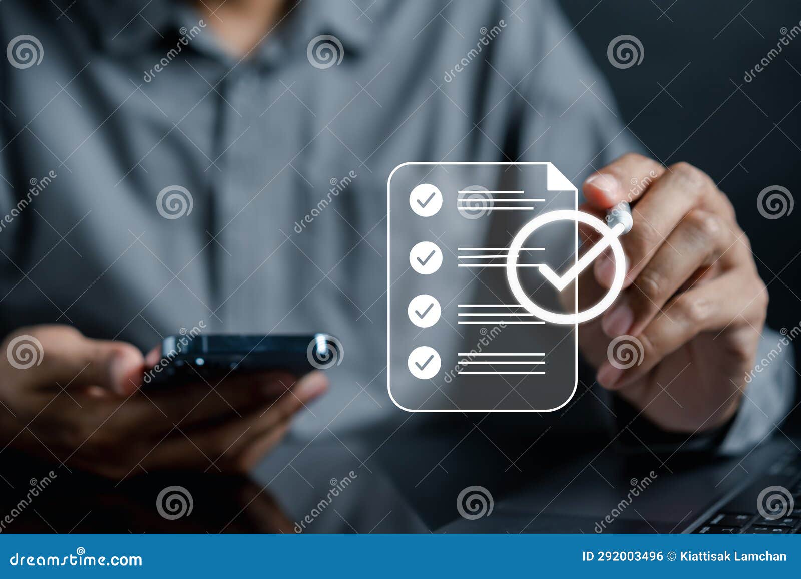 Online Survey Filling Out and Digital Form Checklist by Laptop Computer ...