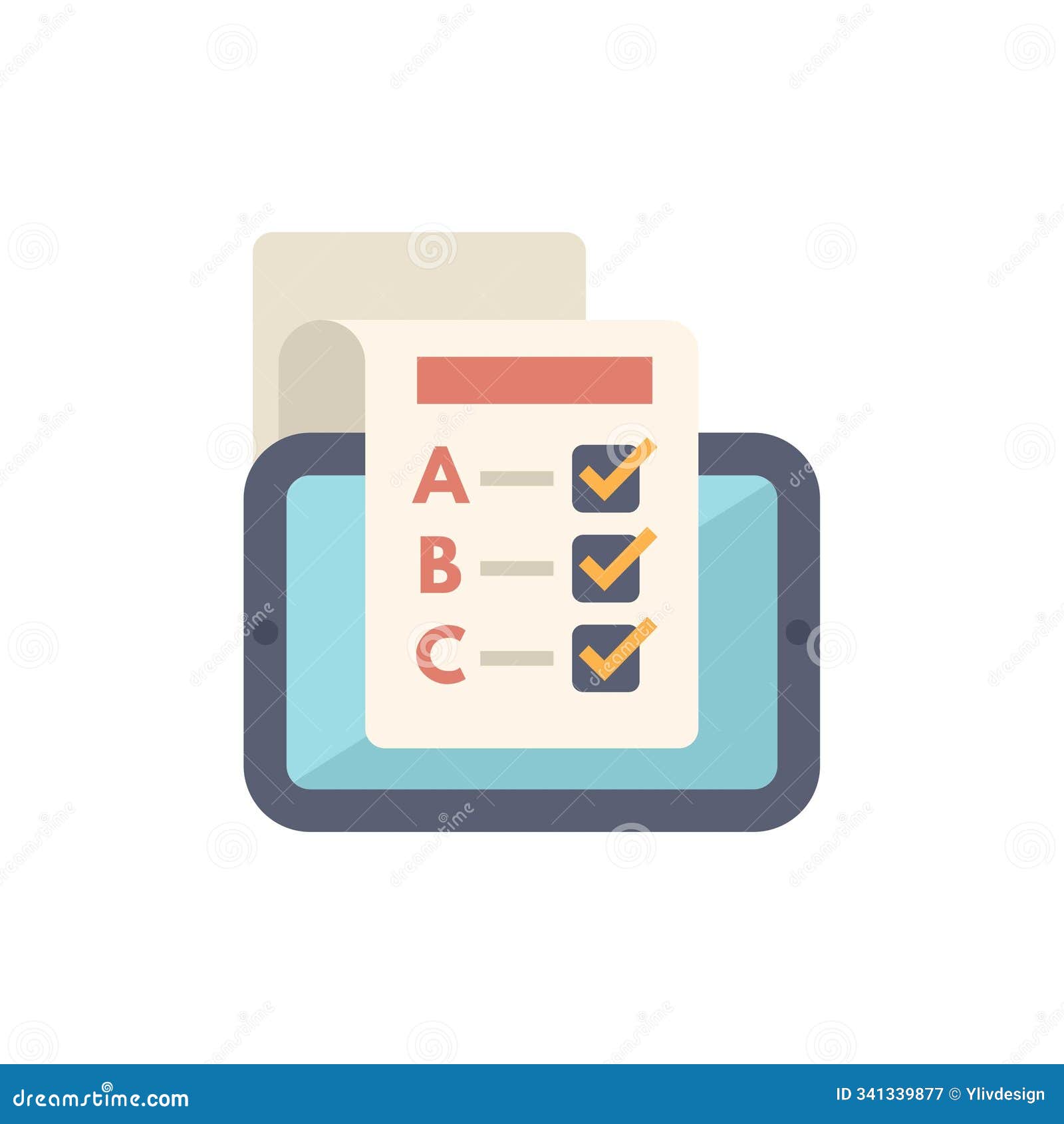 Online Survey Being Completed on Tablet with Checkmark Icon Stock ...