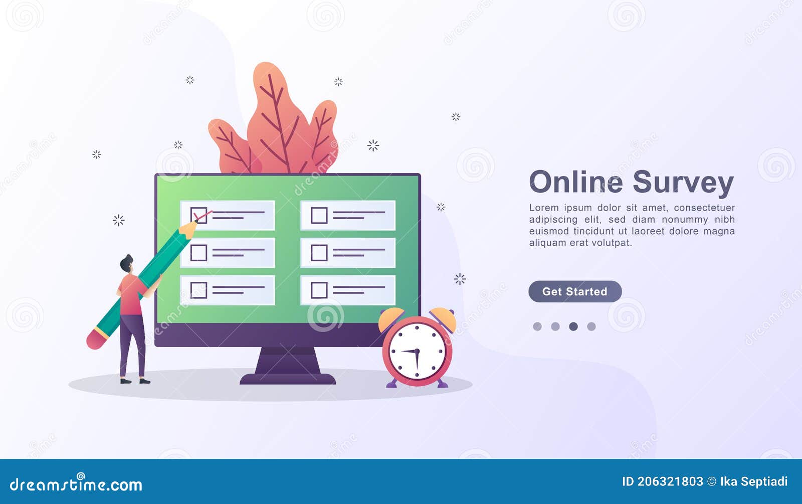 Online Survey Illustration Concept with Character Stock Vector ...