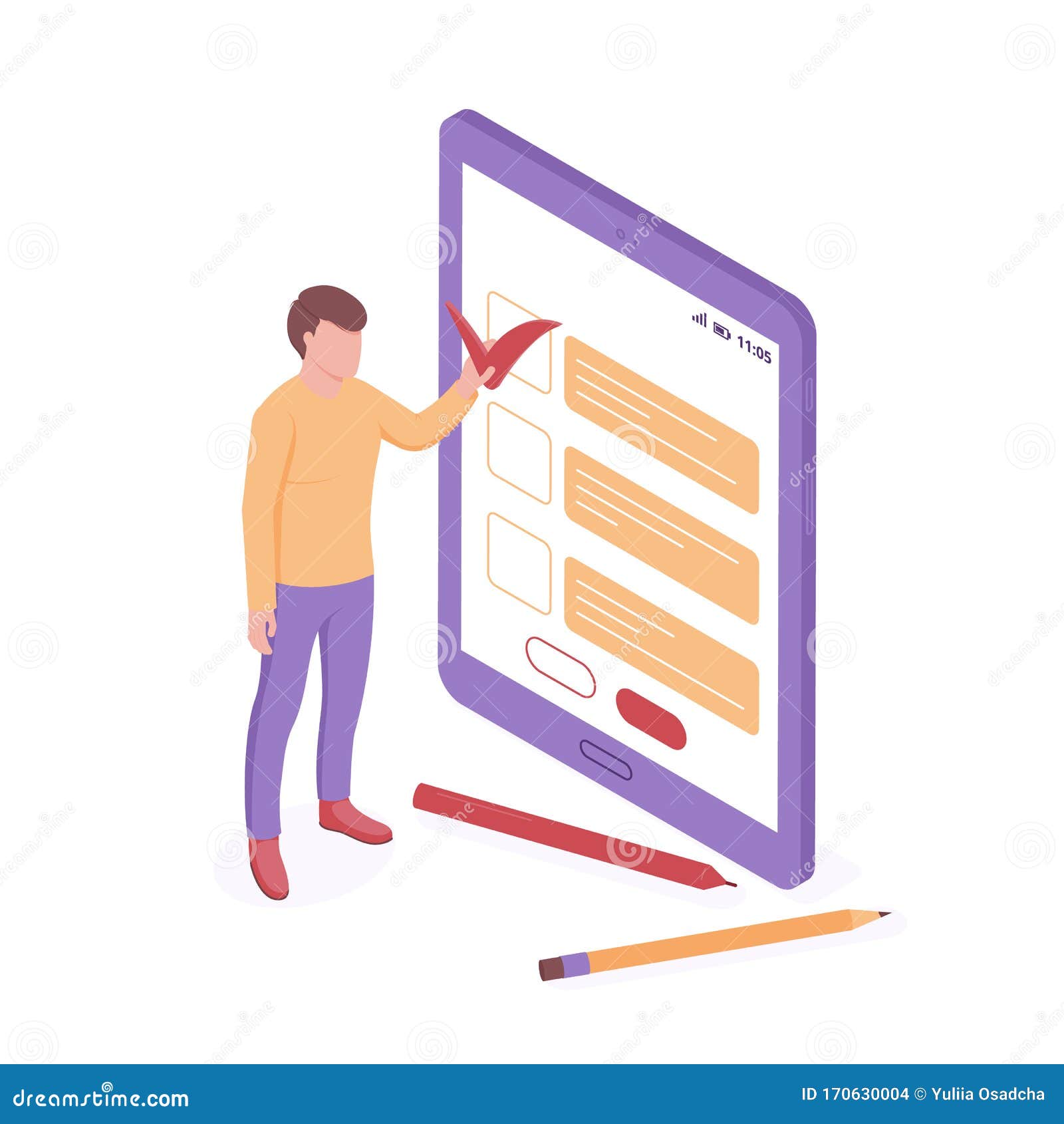 Online Survey and Testing Isometric Vector Illustration. Stock Vector ...