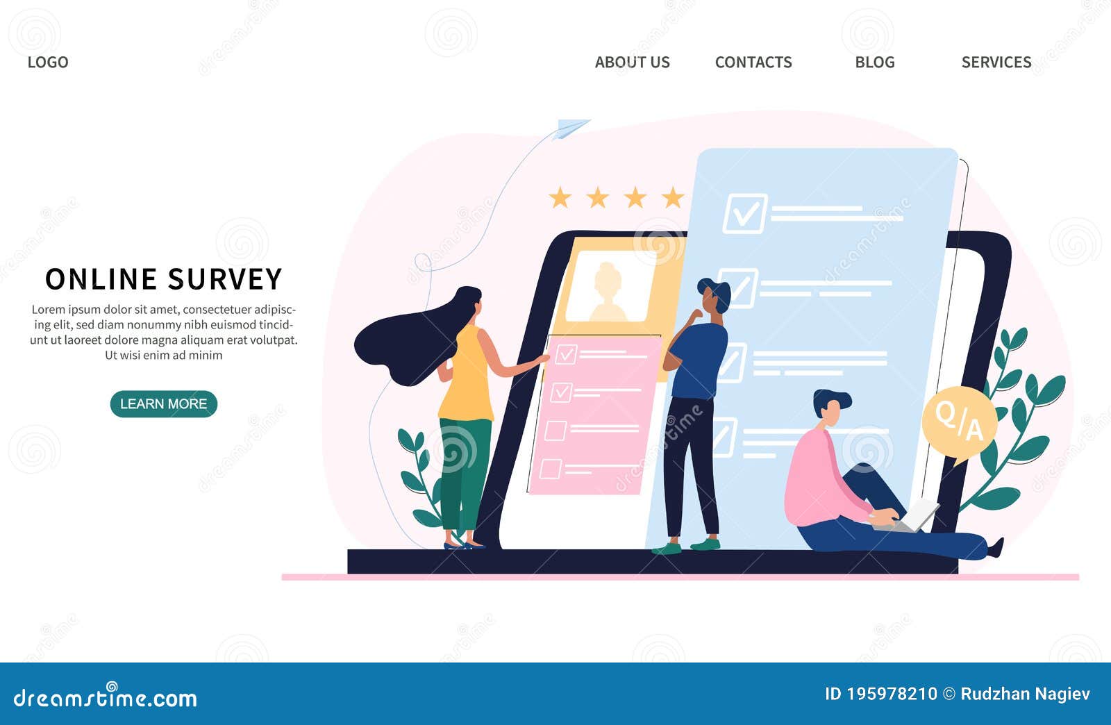 Online Survey Web Page Template Stock Vector - Illustration of graphic ...