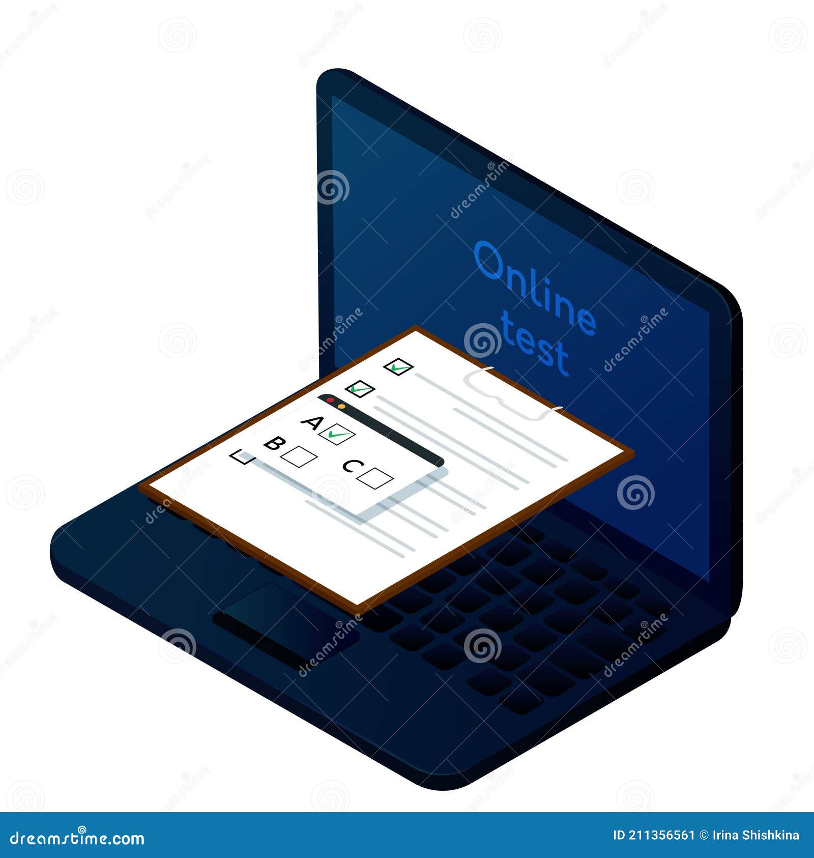 Online Surveys or Exam Form. Checklist from Laptop Screen Stock Vector ...