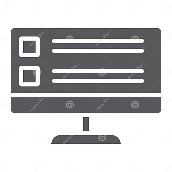 Online Surveys Glyph Icon, Computer and Test, Pc Screen Sign, Vector ...