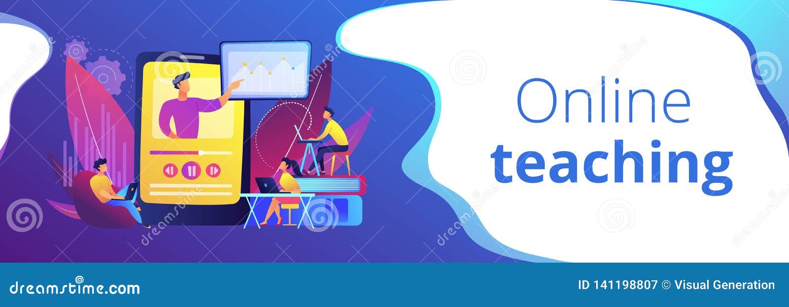 Online Teaching Concept Banner Header. Stock Vector - Illustration of ...