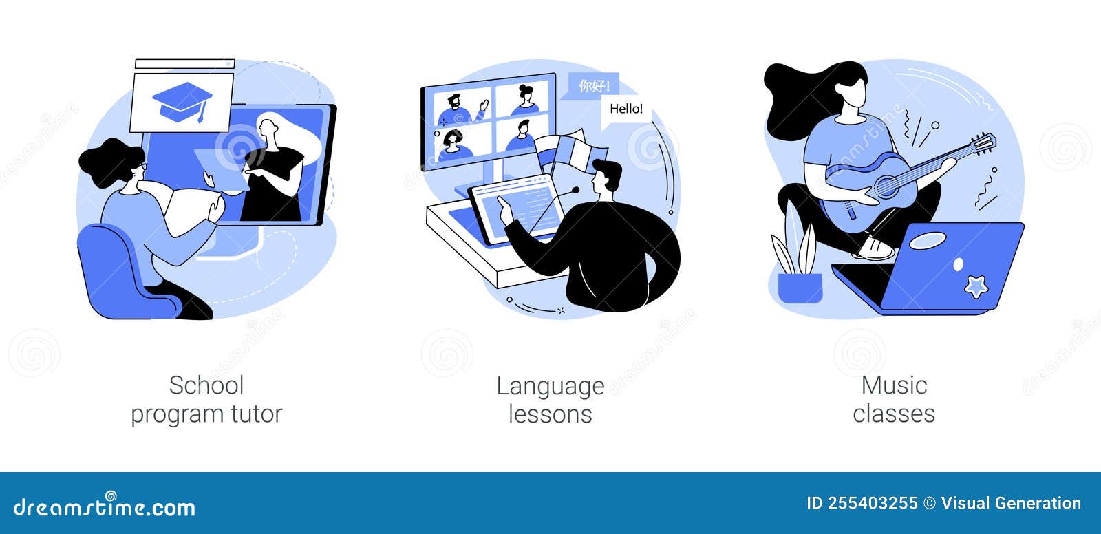 Online Teaching Isolated Cartoon Vector Illustrations Se Stock Vector ...