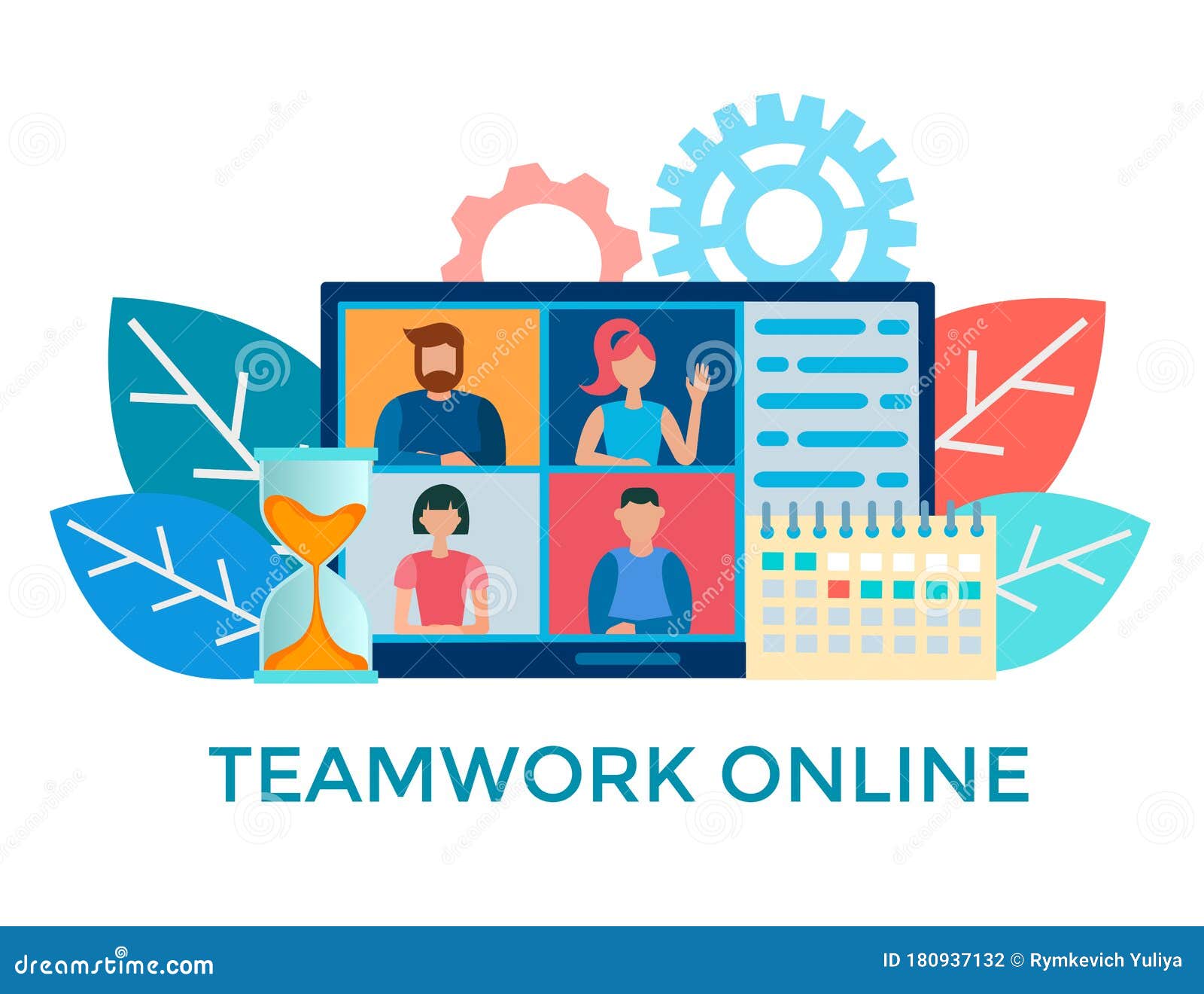 Online Teamwork, Web Staff Meeting Stock Vector - Illustration of ...