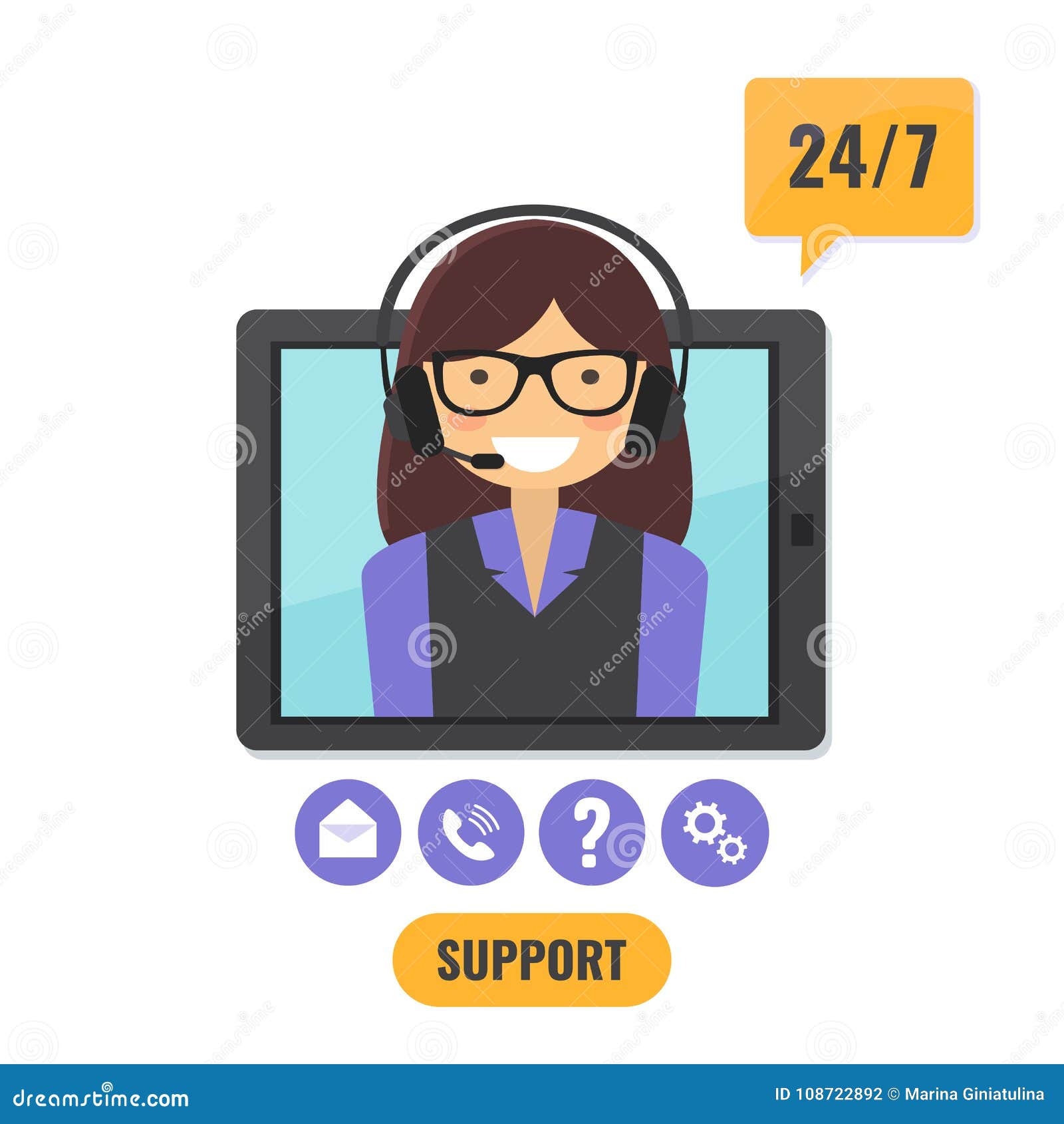 Online Tech Support 24 7 Service Concept. Stock Vector - Illustration ...