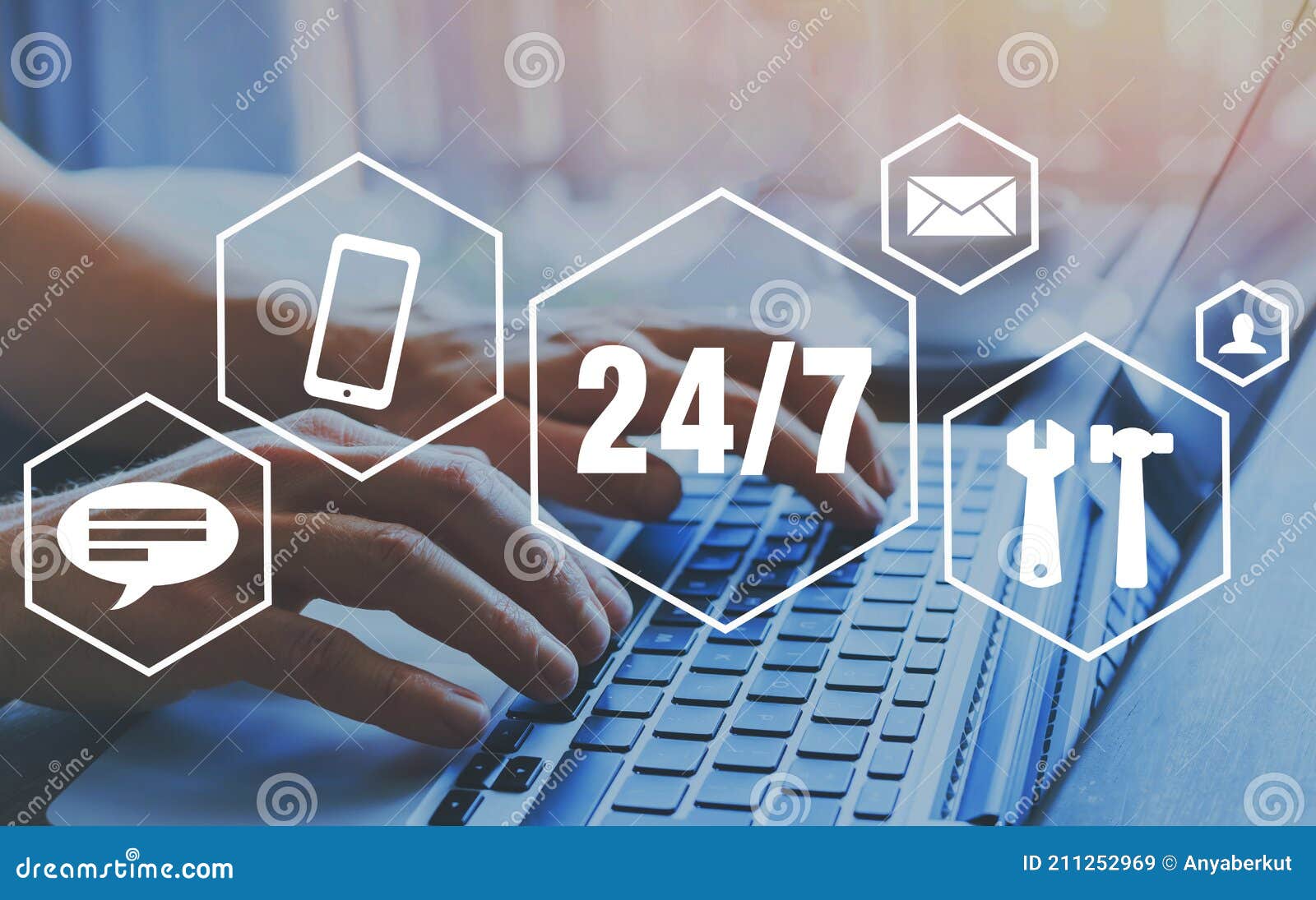 Online Technical Support, Customer Service 24/7 Stock Image - Image of ...