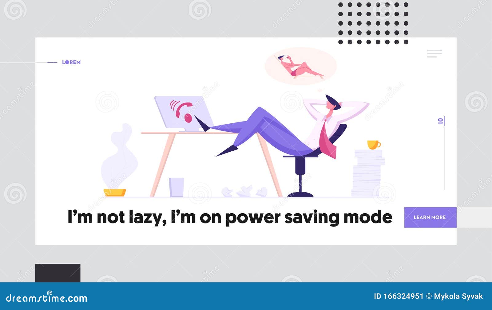 Online Technical Support 24/7 Service. Hotline Lazy Operator Character ...