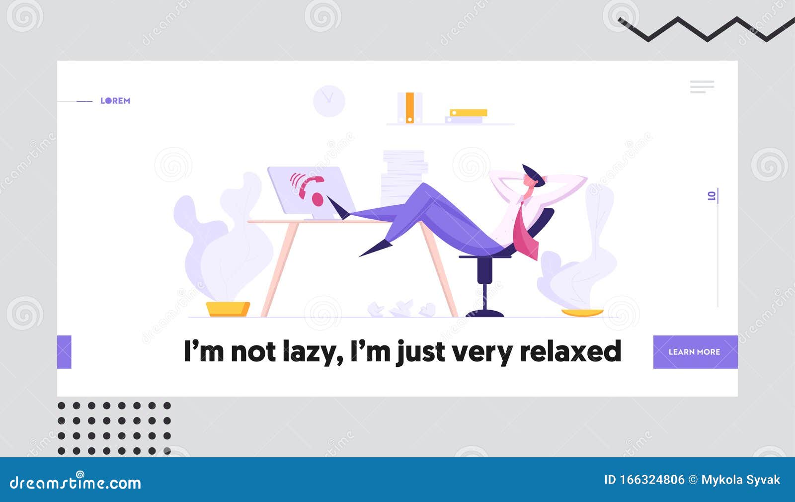 Online Technical Support 24/7 Service Landing Page. Hotline Lazy ...