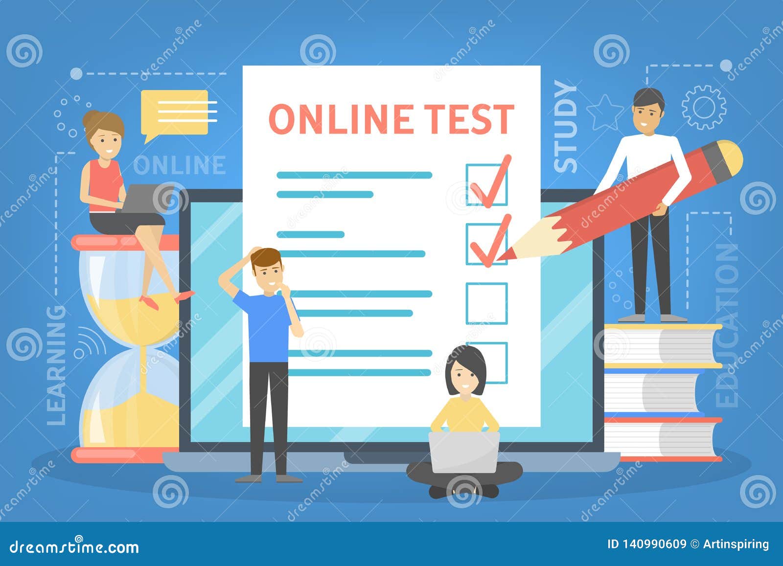 Online Test Concept. Quiz on the Computer Stock Vector - Illustration ...