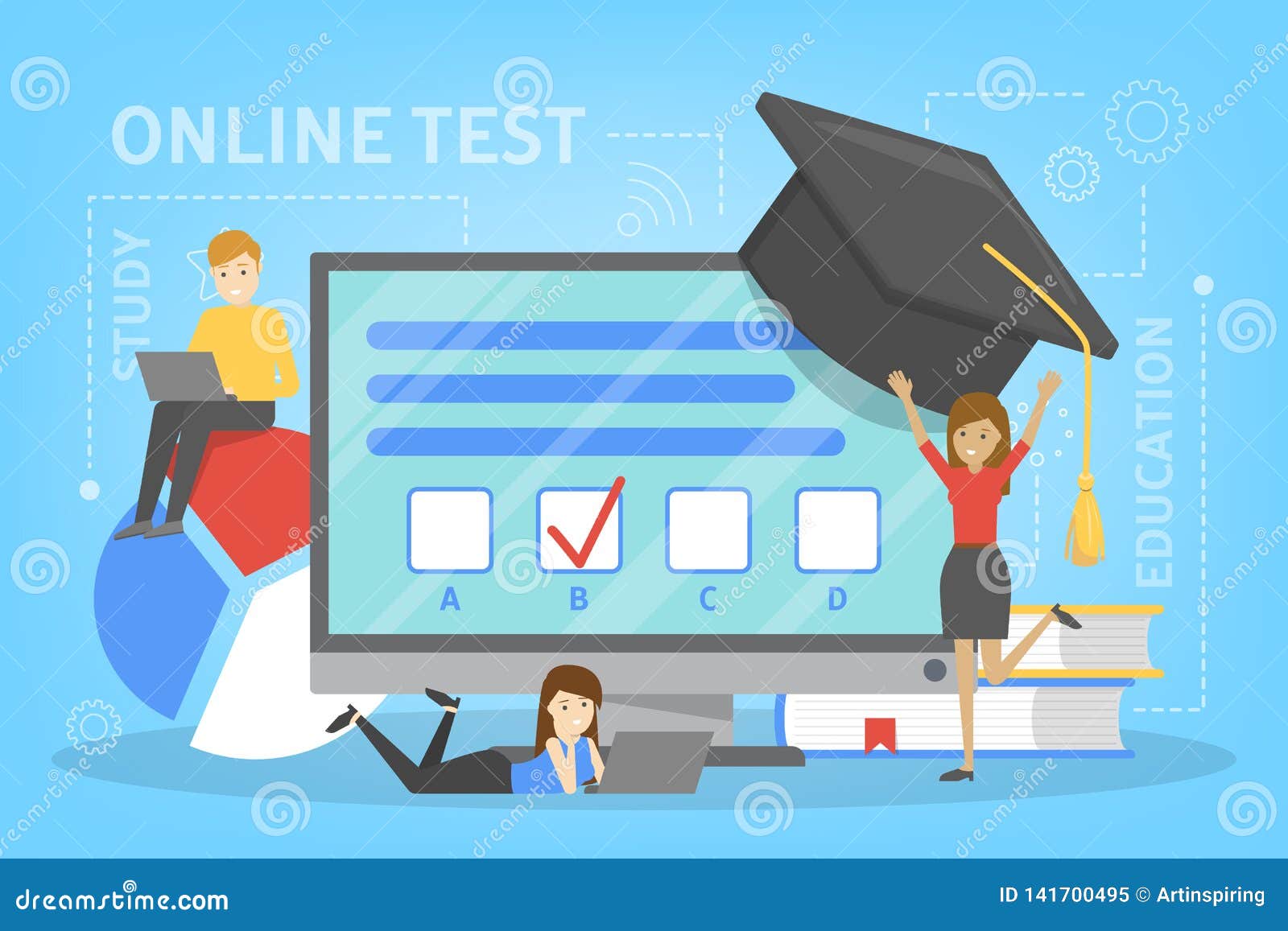 Online Test Concept. Quiz on the Computer Stock Vector - Illustration ...