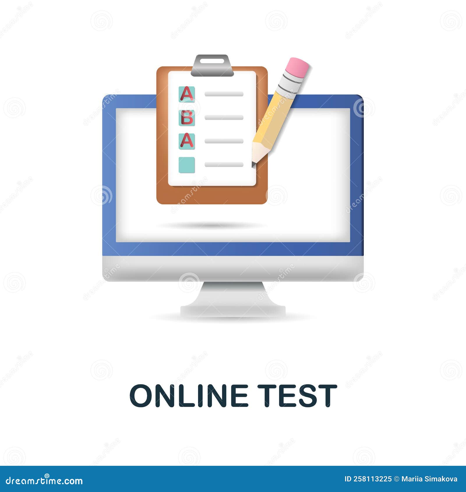 Online Test Icon. 3d Illustration from E-learning Collection. Creative ...