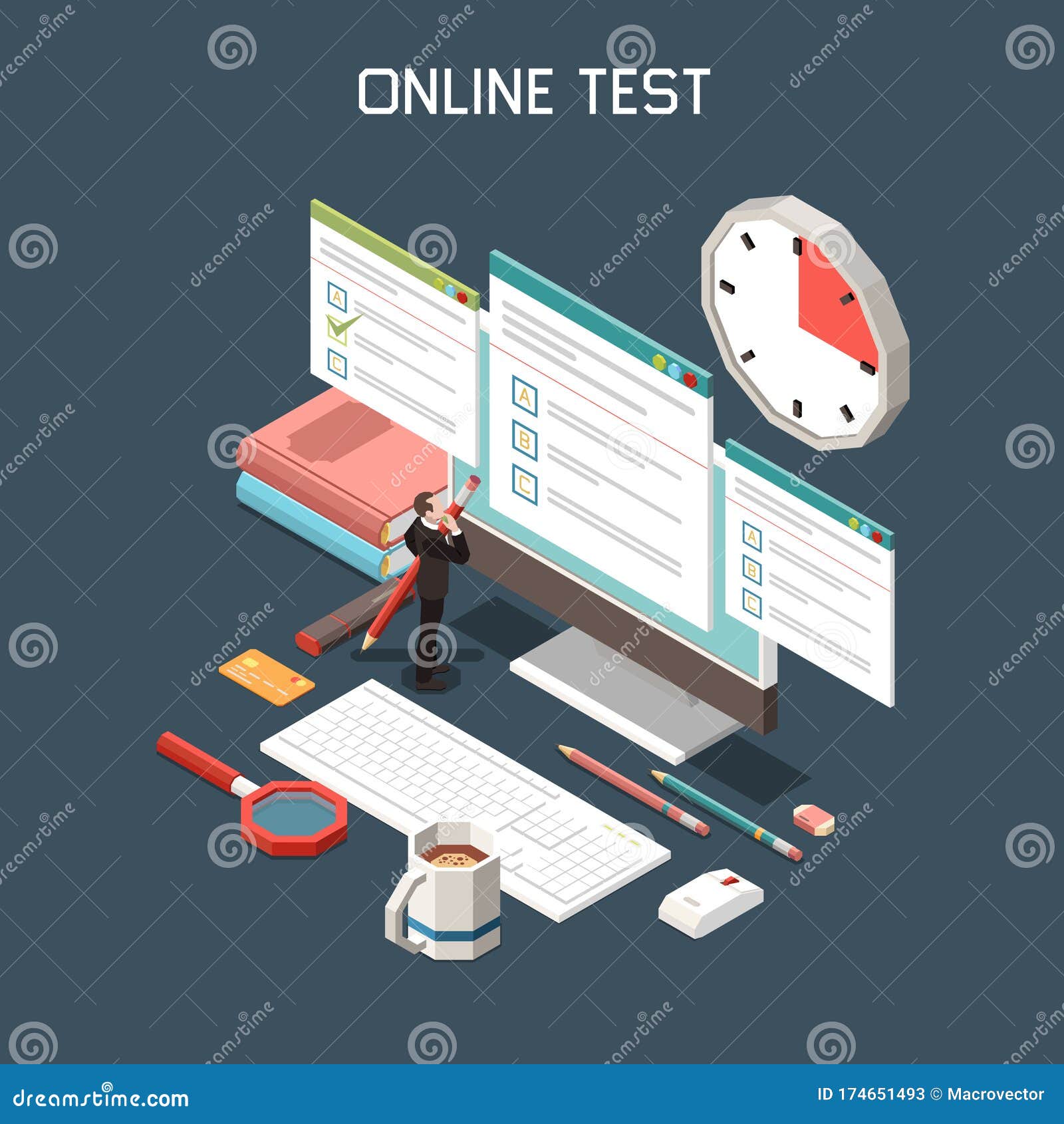 Online Test Landing. Internet Questionnaire, Survey Voting Quiz ...