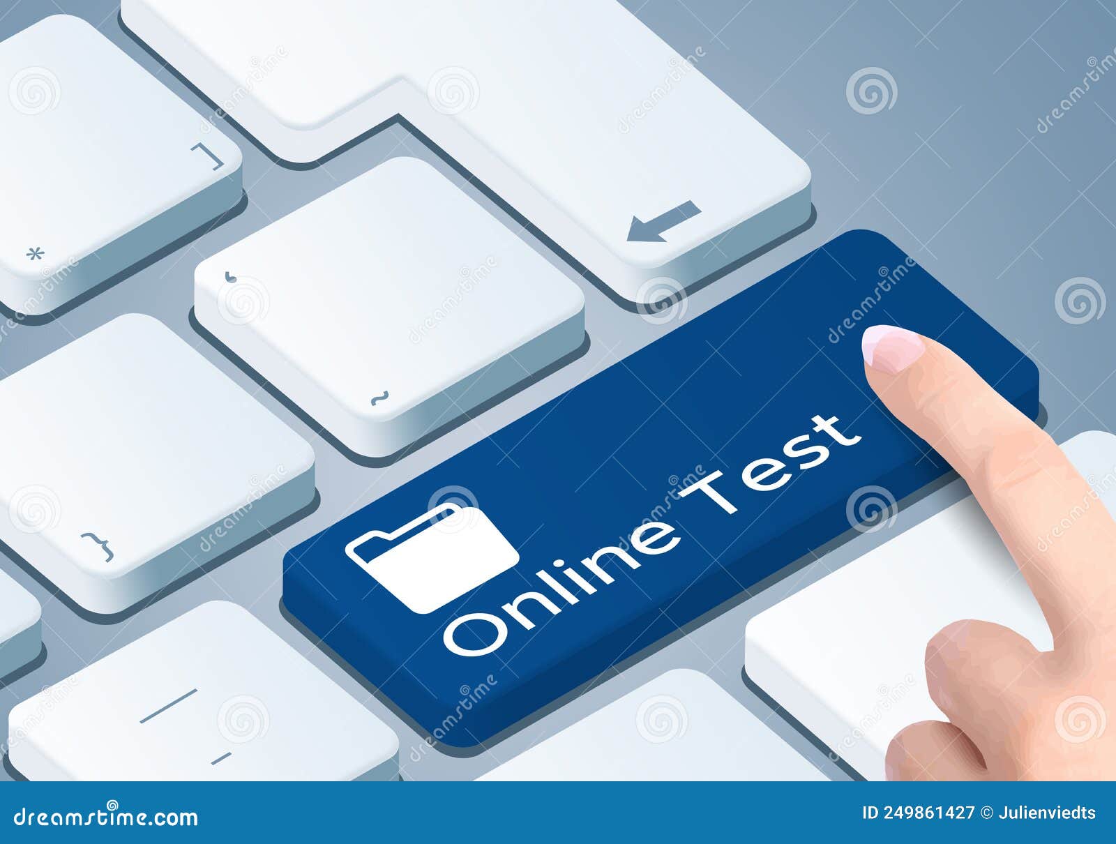 Online Test Key - Keyboard with 3D Concept Illustration Stock ...