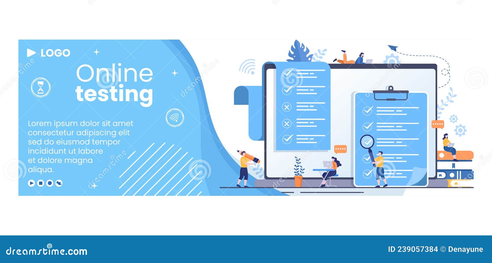 Online Testing Course Cover Template Flat Design Illustration Editable ...