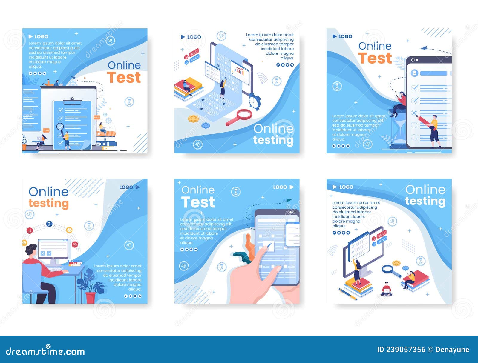 Online Testing Course Post Template Flat Design Illustration Editable ...