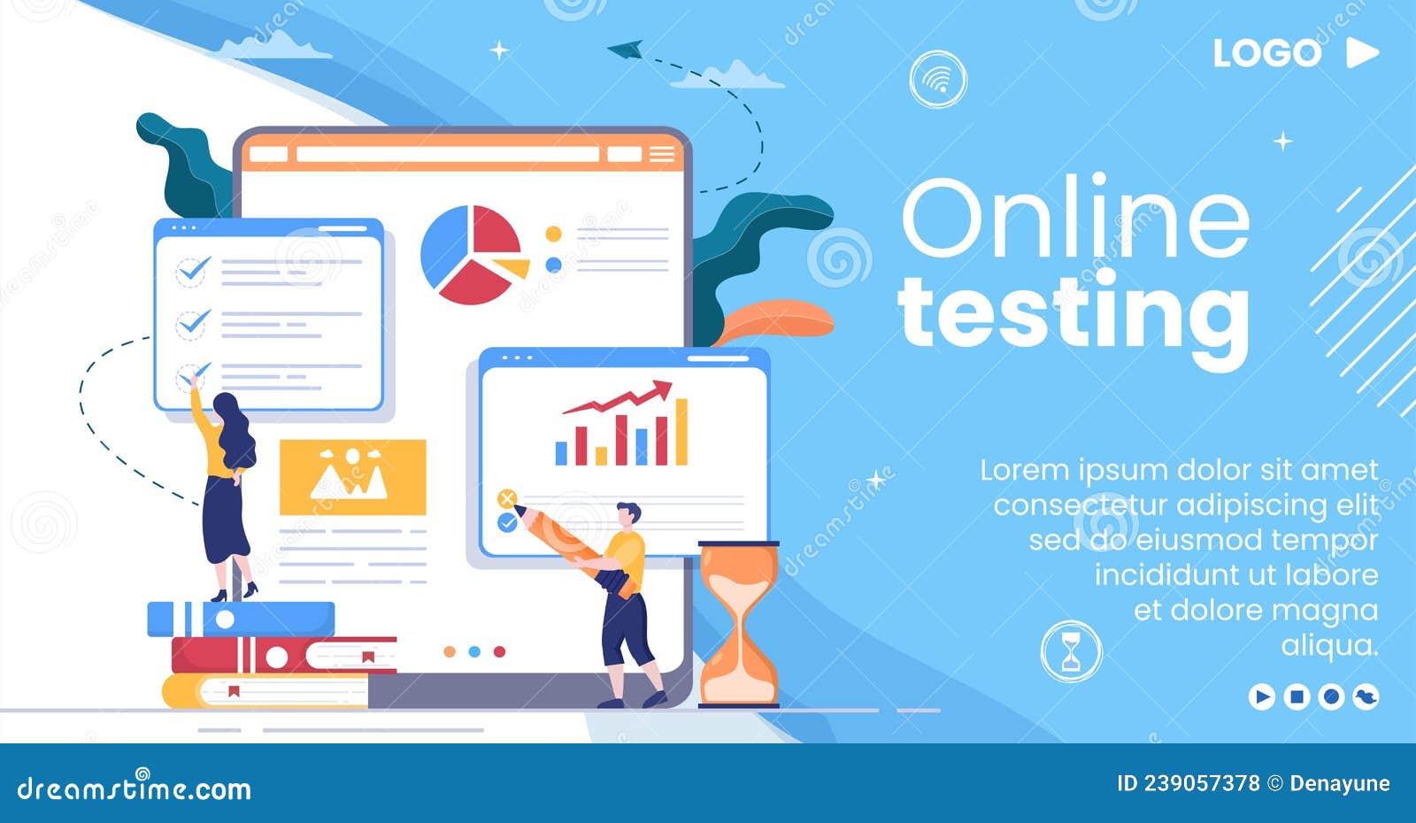 Online Testing Course Post Template Flat Design Illustration Editable ...
