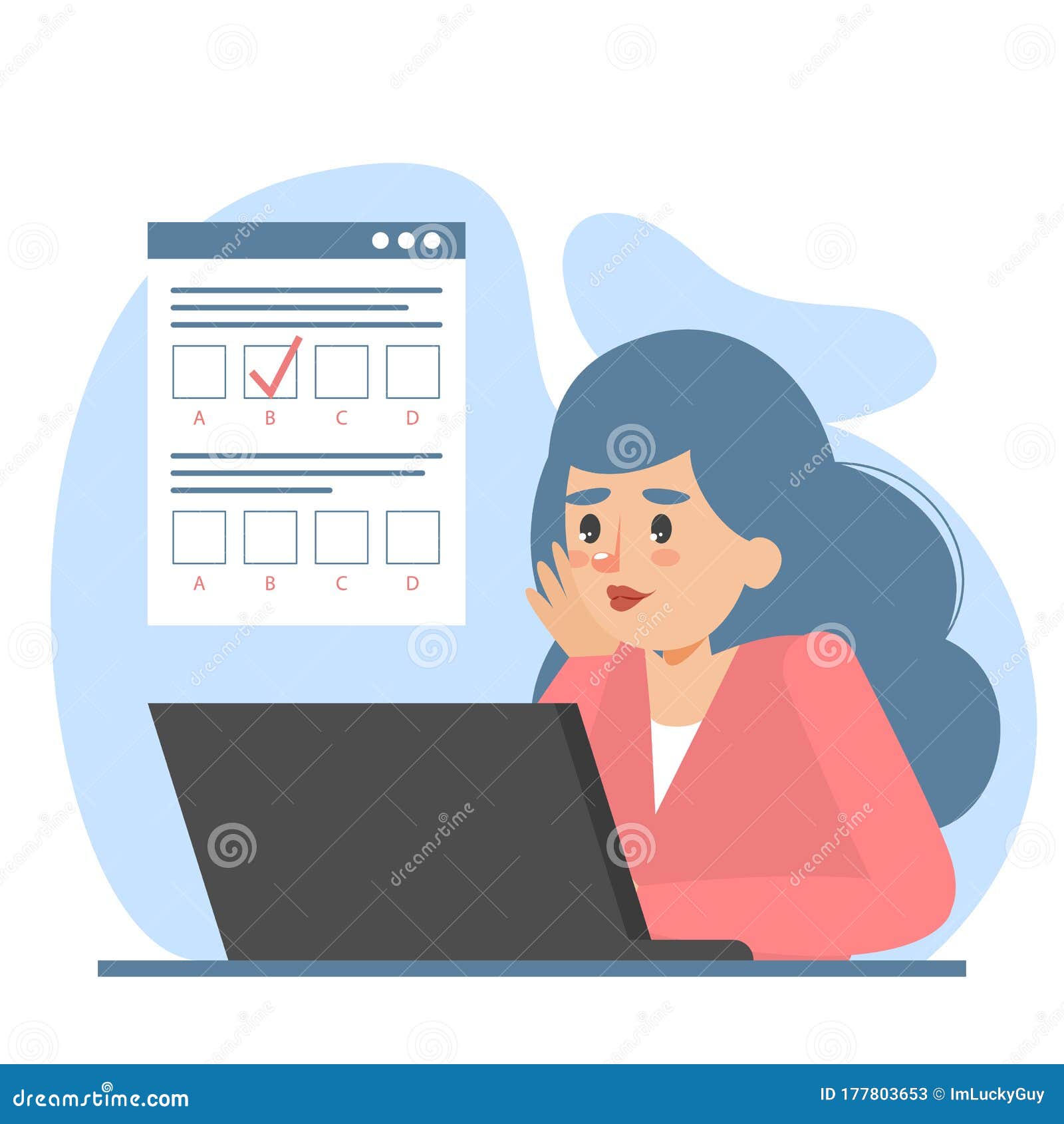 Man Studying Questionnaire. Male Character Checking Exam. Stack Of ...