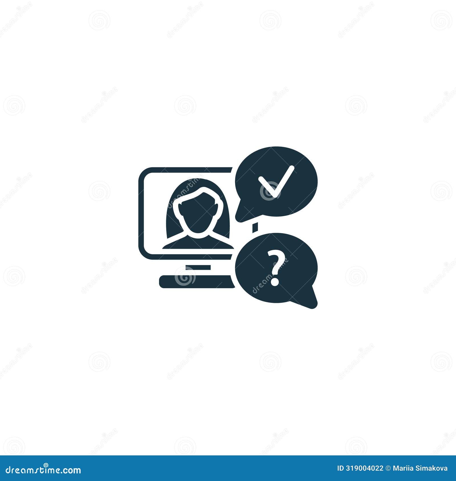 Online Therapy Icon. Monochrome Simple Virtual Assistant Icon for ...