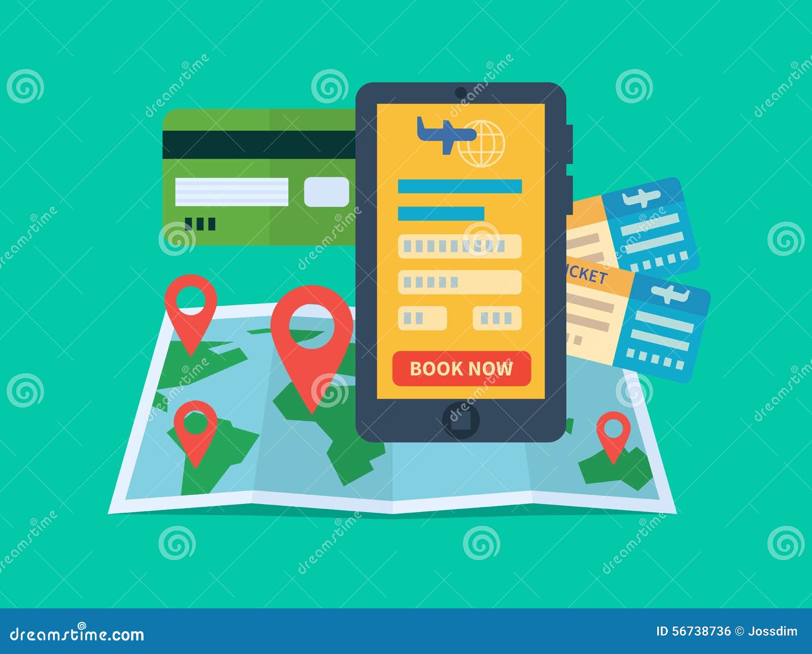 Online ticket booking stock vector. Illustration of mobile - 56738736