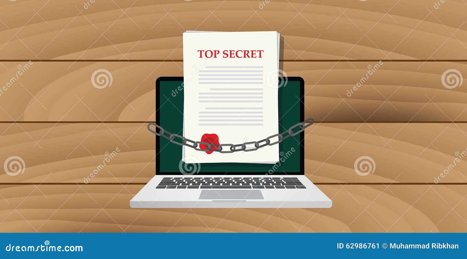Online Top Secret Document Illustrated with Chain Stock Vector ...