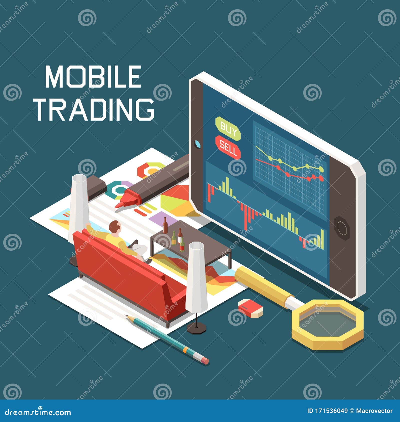 Online Trading Isometric Concept Stock Vector - Illustration of ...