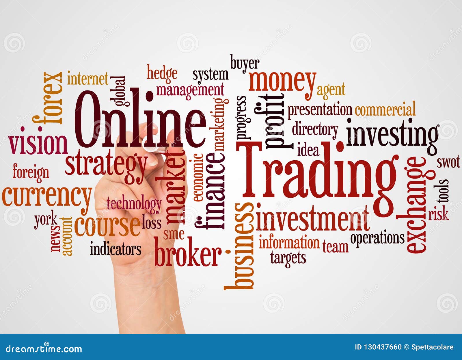 Online Trading Word Cloud and Hand with Marker Concept Stock Photo ...