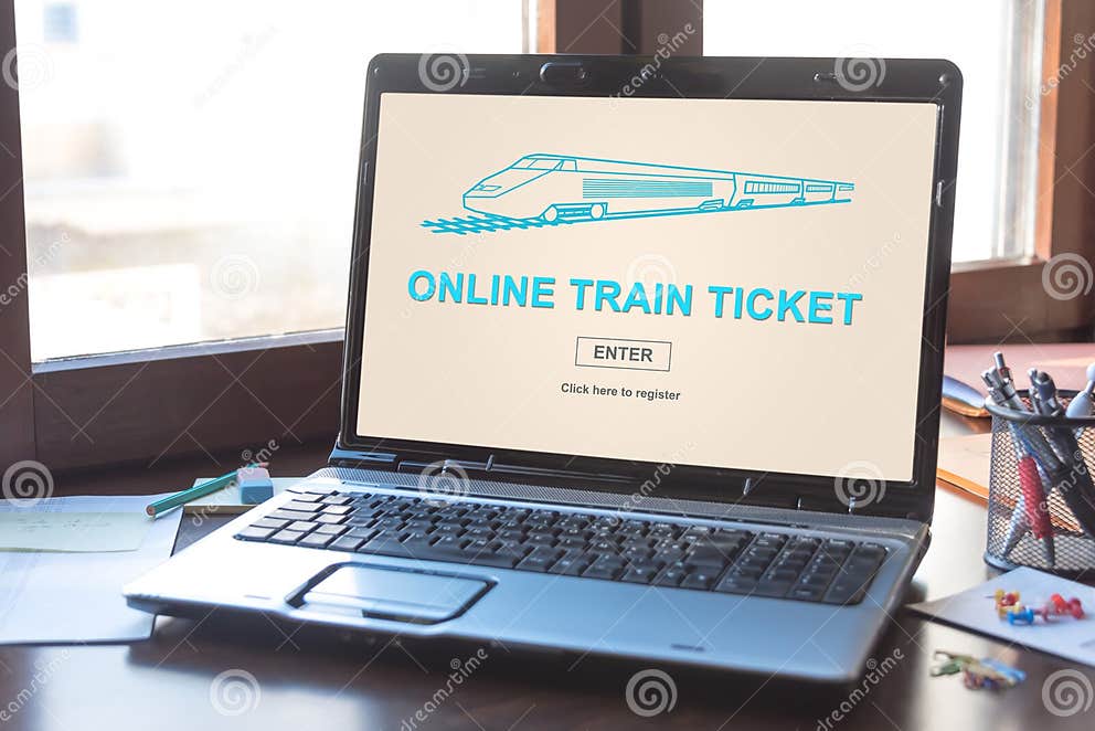 Online Train Ticket Concept on a Laptop Screen Stock Image - Image of ...