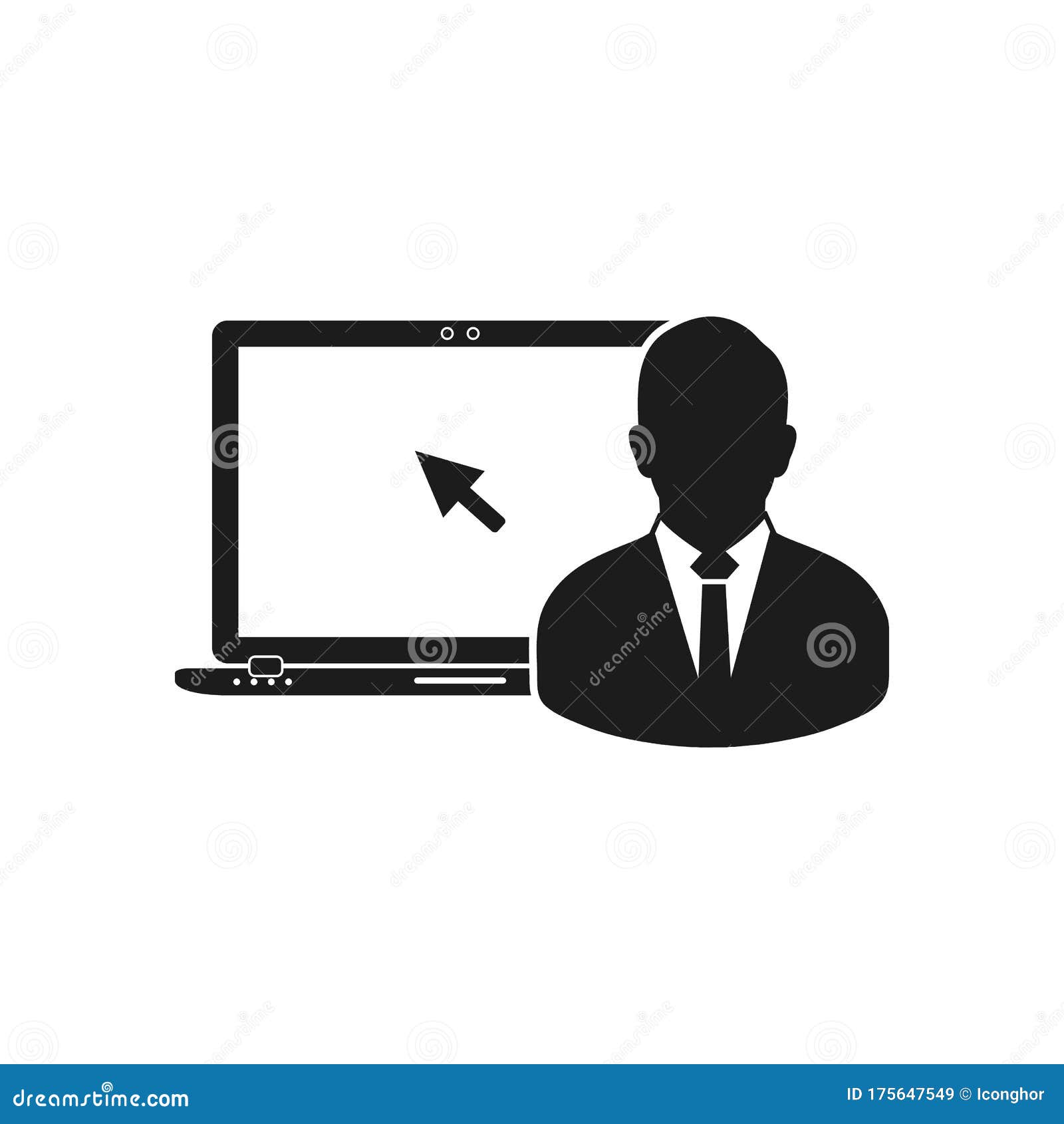 Online Trainer Icon. stock vector. Illustration of silhouette - 175647549