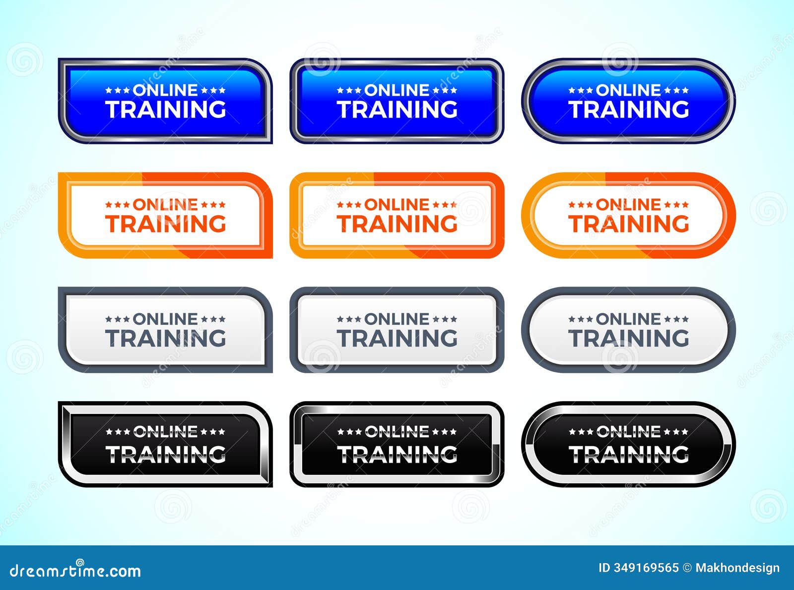 Online Training Button Set of Different Shapes and Colors. Suitable for ...