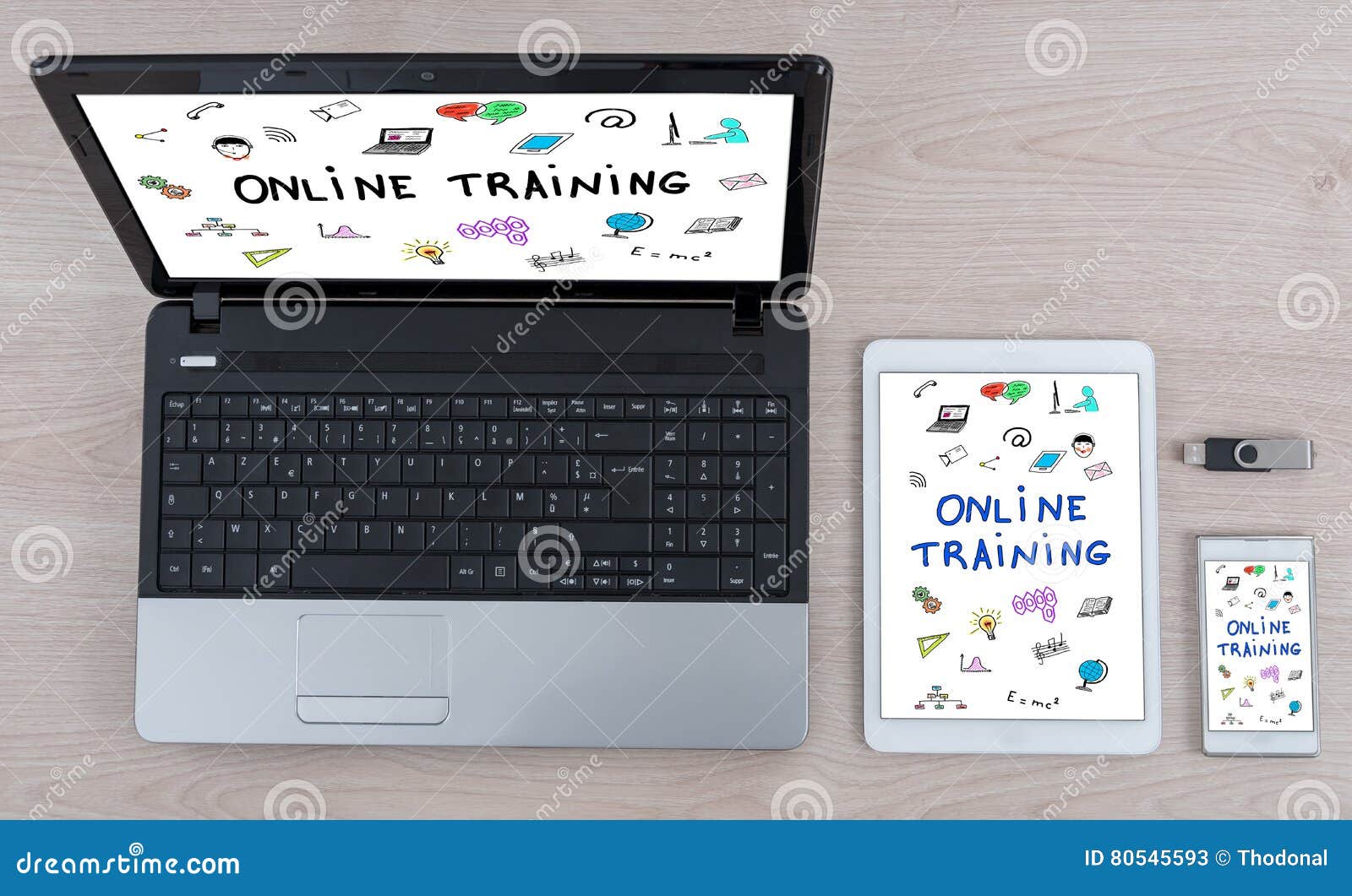 Online Training Concept on Different Devices Stock Image - Image of ...