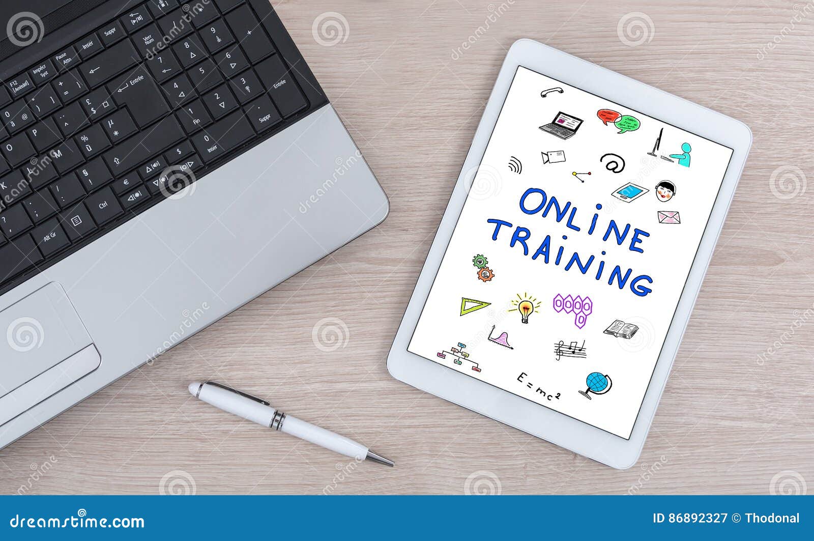 Online Training Concept on a Digital Tablet Stock Image - Image of ...