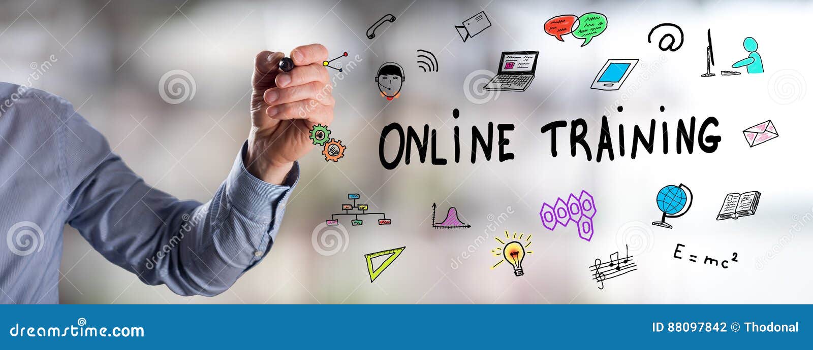 Online Training Concept Drawn by a Man Stock Photo - Image of elearning ...