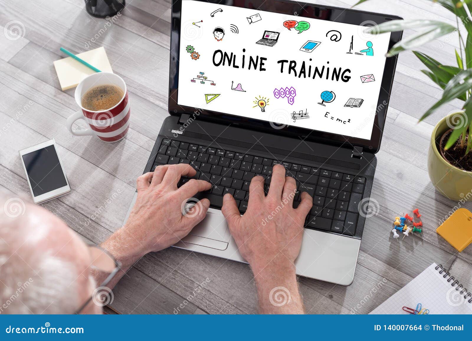 Online Training Concept on a Laptop Screen Stock Photo - Image of book ...