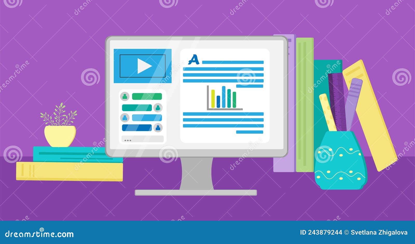 Vector Element for Online Training and Courses, Digital Classroom ...