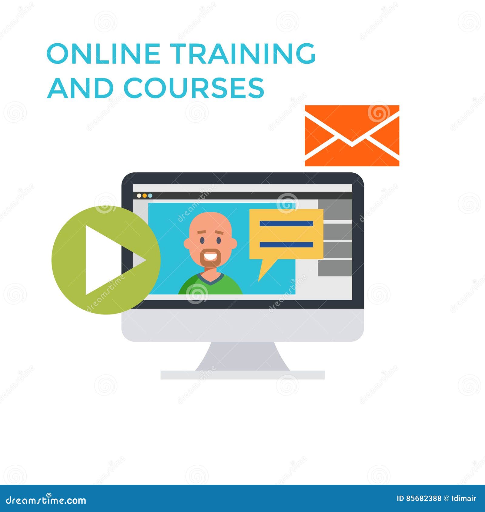 Online Training Courses Icon. Flat Design Monitor Stock Vector ...