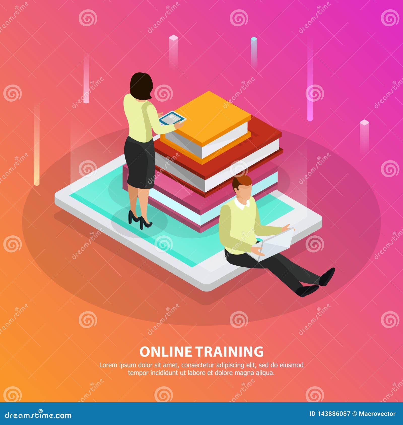 Online Training Isometric Design Concept Stock Vector - Illustration of ...