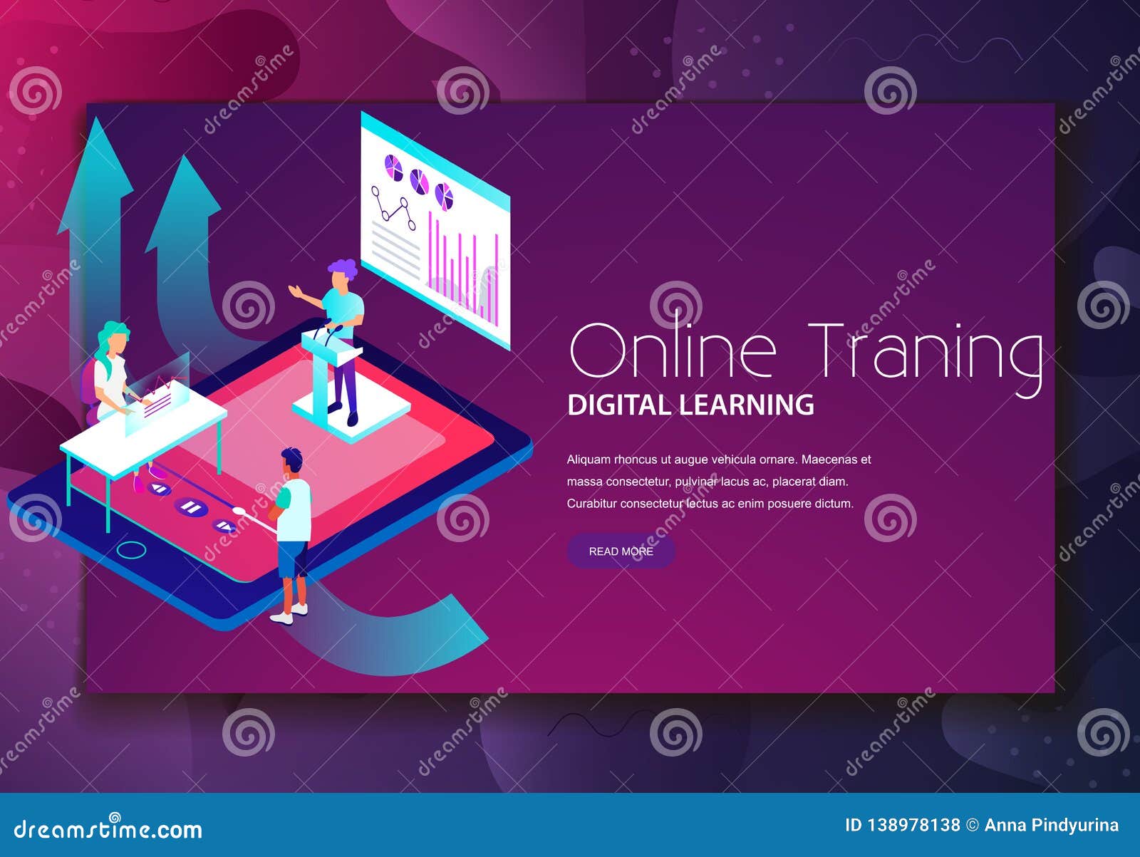 Online Training and Digital Learning Landing Web Page Template Stock ...