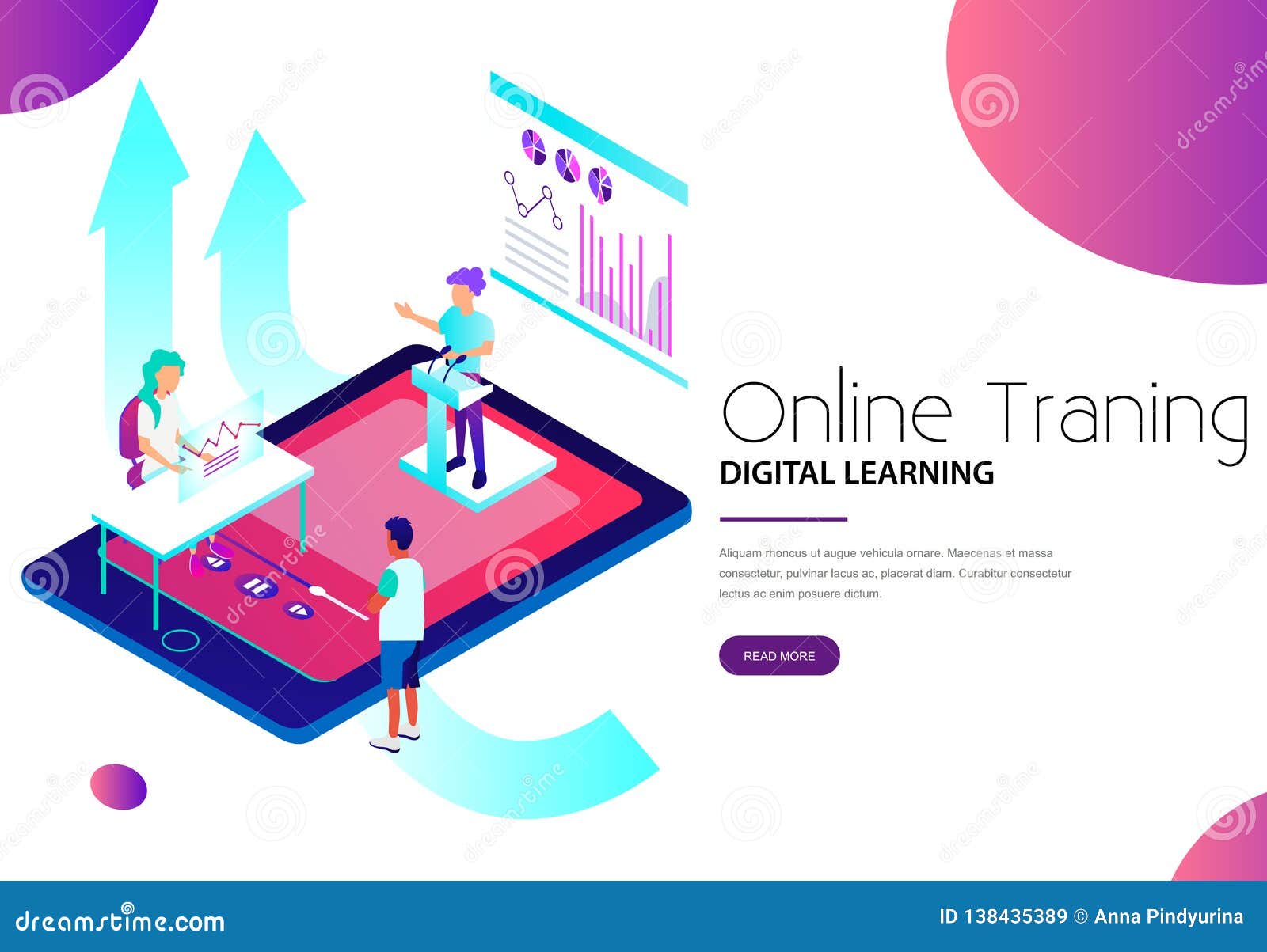 Online Training and Digital Learning Landing Web Page Template Stock ...