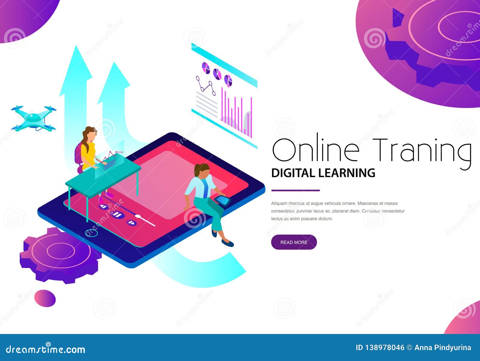Online Training Digital Learning Landing Web Page Stock Vector ...