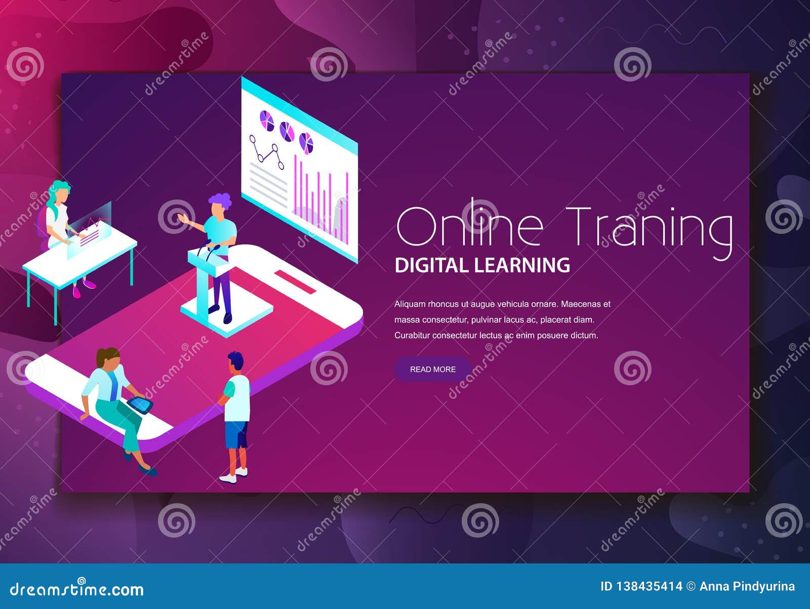 Online Training and Digital Learning Via Mobile App Landing Web Page ...