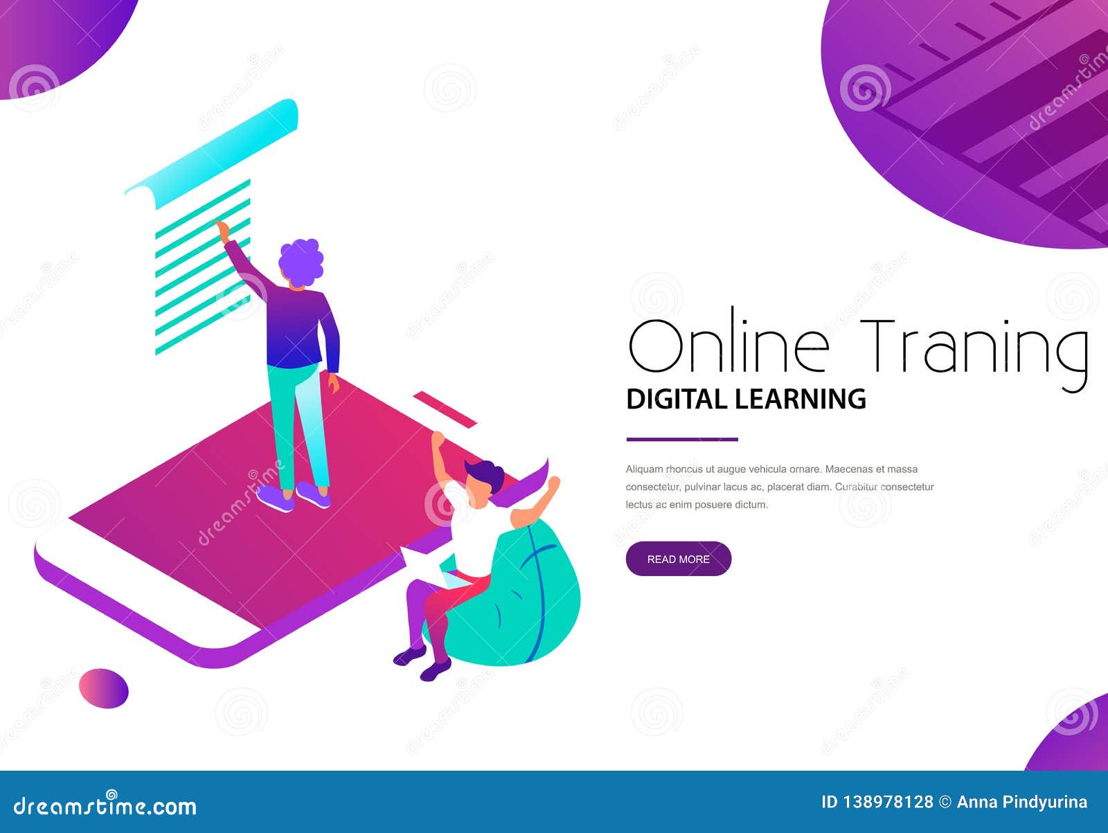 Online Training and Digital Learning Via Mobile App Stock Vector ...