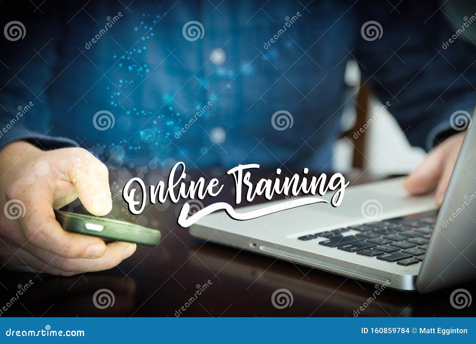 Online Training Distance Learning Concept - Laptop and Cellphone. Stock ...