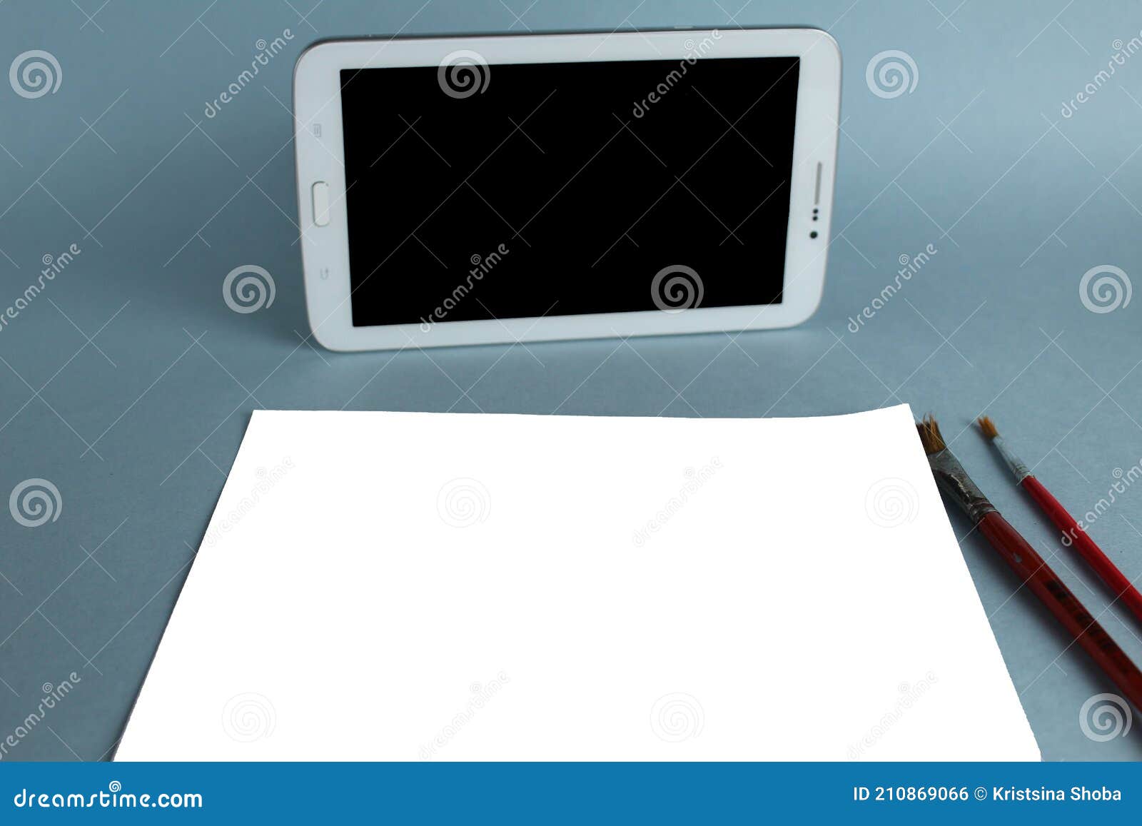 Online Training Drawing Tablet and Sheet of White Paper with a Pattern ...