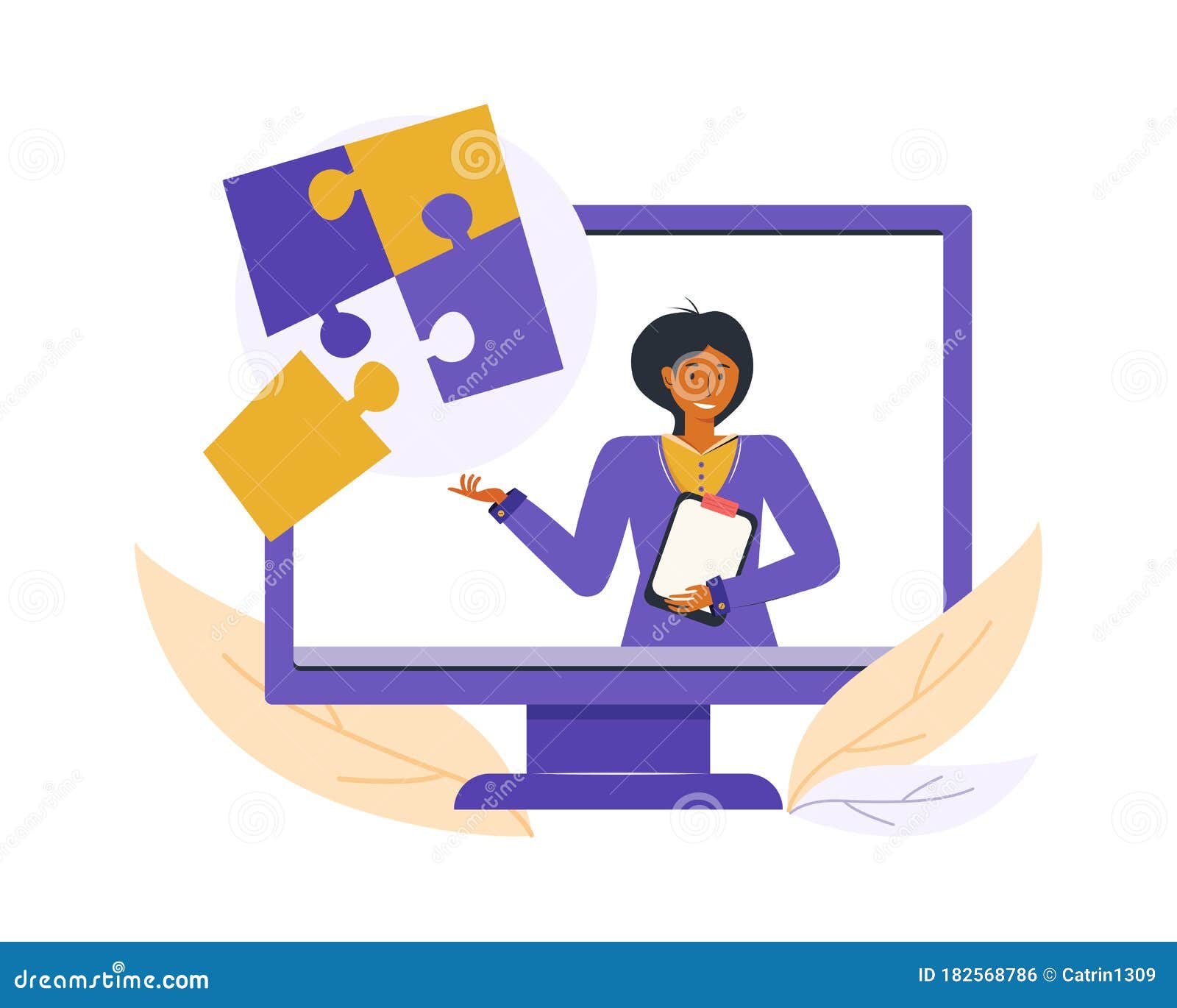 Online Training, Education, Webinars and Courses. Female Coach or Teacher Conducts an Lesson ...