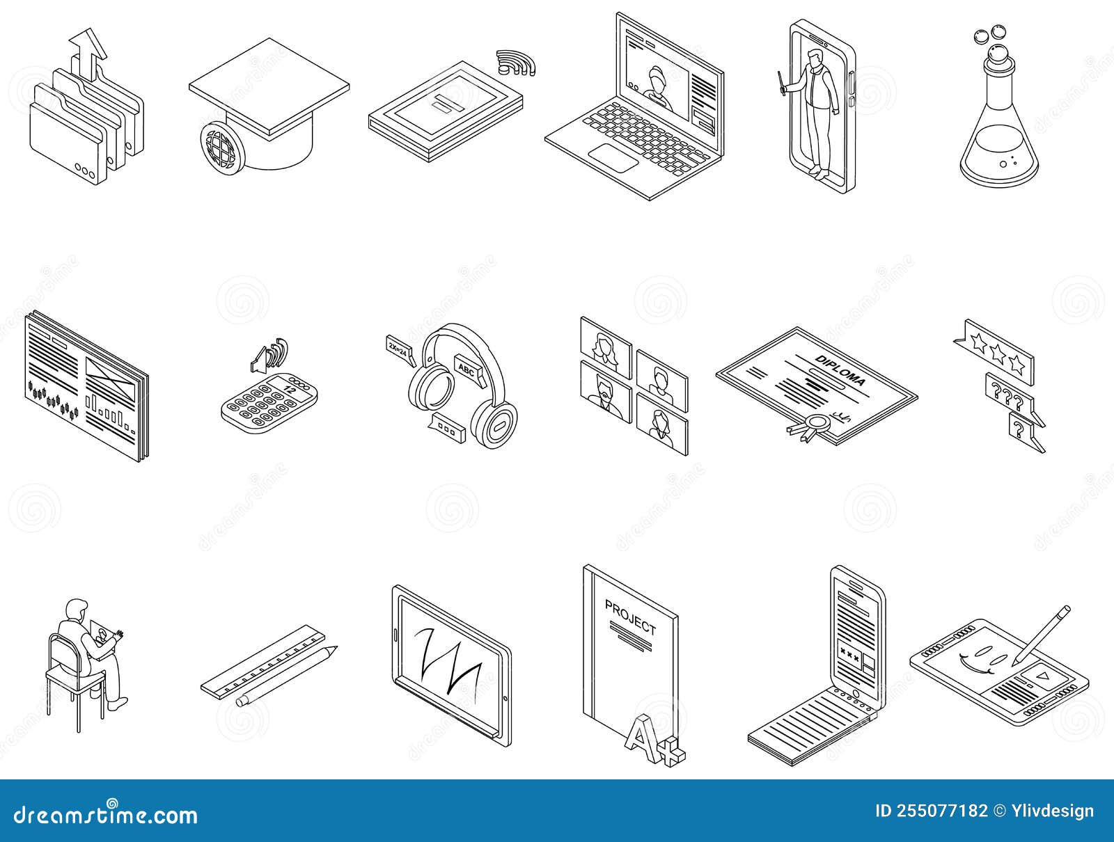 Online Training Icons Set Vector Outline Stock Illustration ...