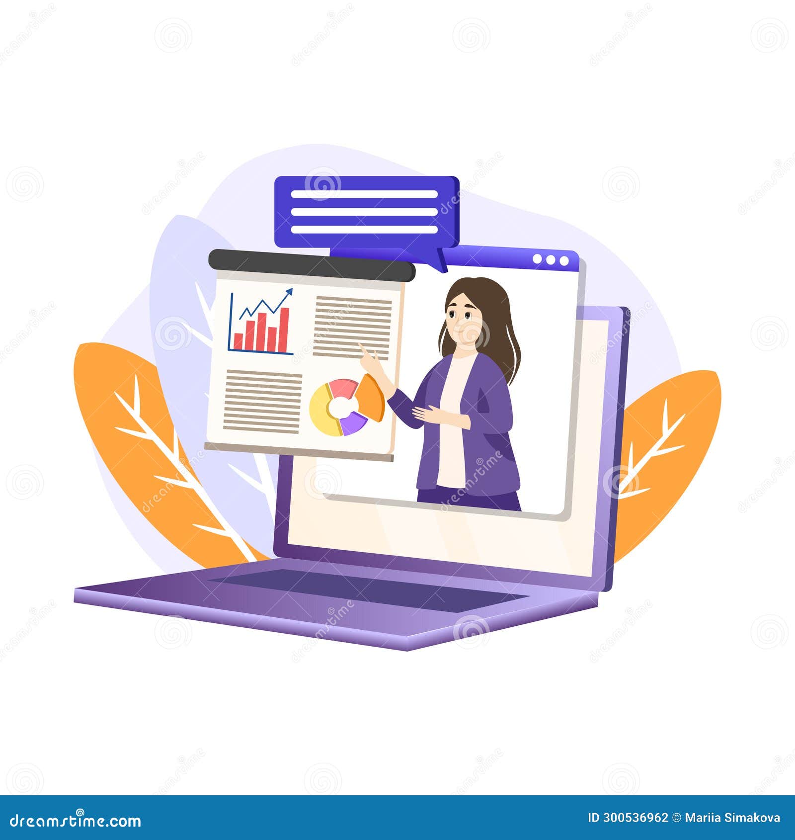 Online Training Illustration. Flat Design Concept of Online Education ...