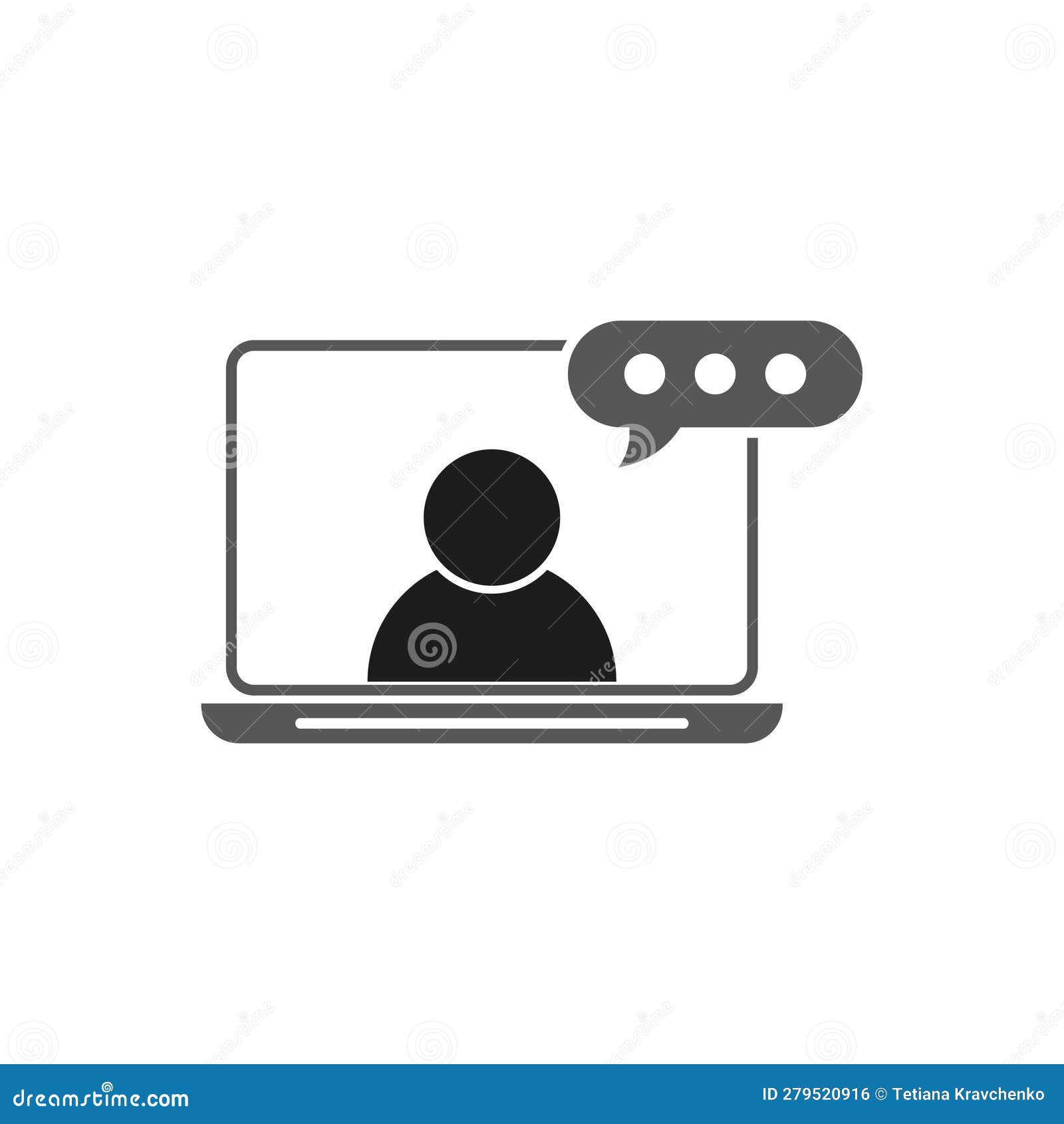 Online Training in Laptop Icon in Simple Design. Message Icon on Laptop ...