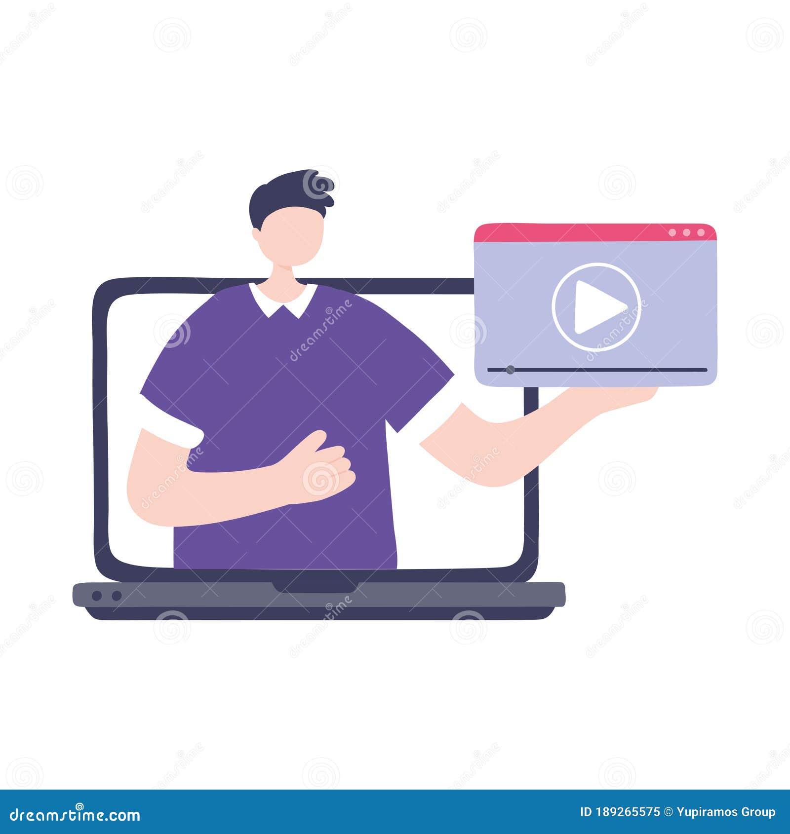 Online Training, Man in Screen Computer Video Lesson, Education and ...